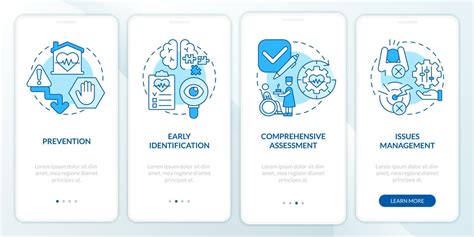 Palliative Care Stages Blue Onboarding Mobile App Screen Healthcare Walkthrough 4 Steps Graphic