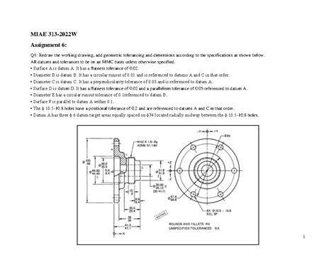 miae313 assignment 6 1 miae 313 2022w assignment 6 q1 redraw the working drawing add
