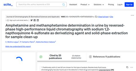 [citation Report] Amphetamine And Methamphetamine Determination In Urine By Reversed Phase High
