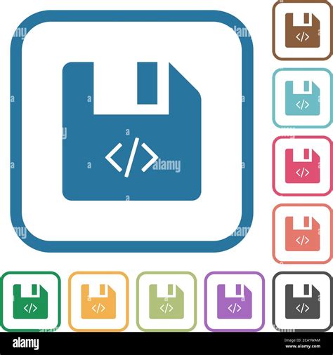 Script File Simple Icons In Color Rounded Square Frames On White