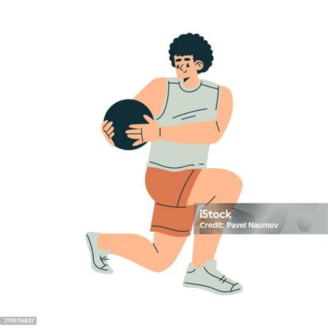 스포츠 와 남자 캐릭터 쪼그리고 앉은 와 무게 에서 육체적인 활동 벡터 일러스트 레이 션 건강한 생활방식에 대한 스톡 벡터 아트 및 기타 이미지 Istock