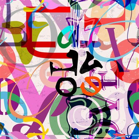 Seamless Pattern Background Grungy Love Concept With Word Letter Stock Illustration