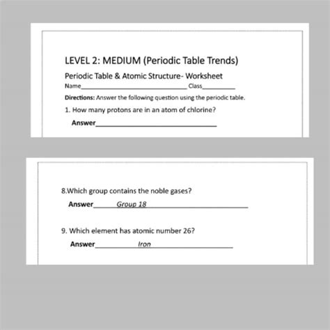 This Periodic Table And Atomic Structure Worksheets Easy Medium And Hard