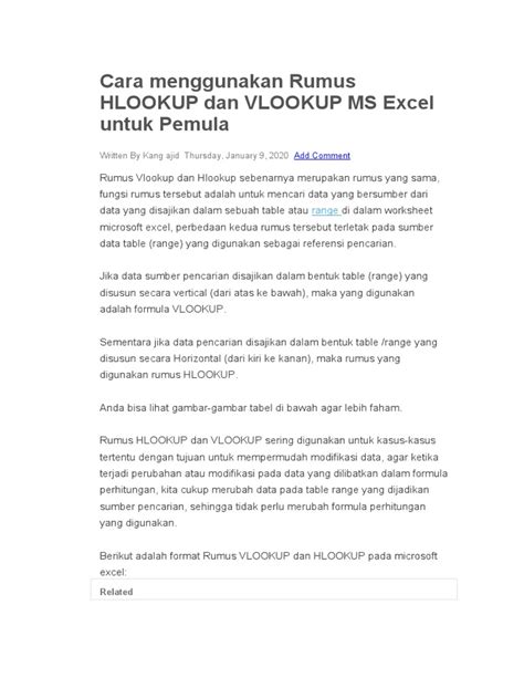 Menggunakan Rumus Hlookup Dan Vlookup Ms Excel Pdf