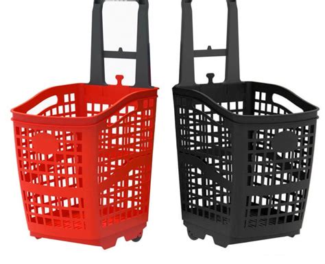 Кошница за пазаруване с колела 70л червен цвят