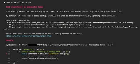Reactjs Jest Encountered An Unexpected Token Reactjs Stack Overflow