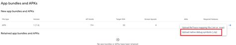 Enabling Android Symbols Unity Manual