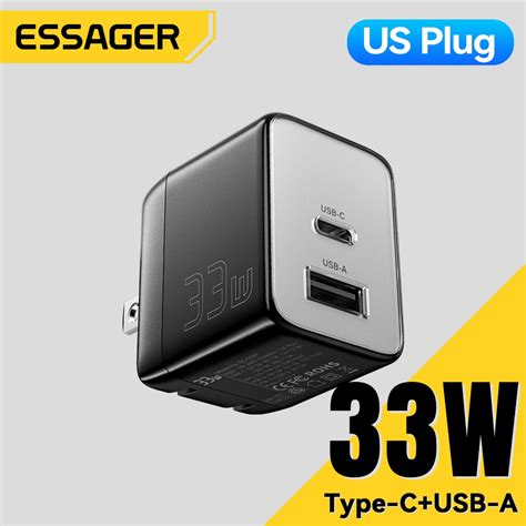 Essager L 33W GaN Charger USB Type C Charger Fast Charging Support PD3 0 QC 3 0 Adapter For