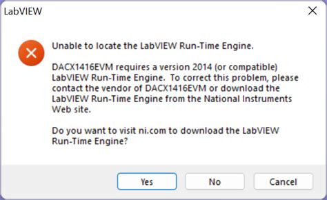 dac81416evm dac 81418evm labview runtime engine is not detected