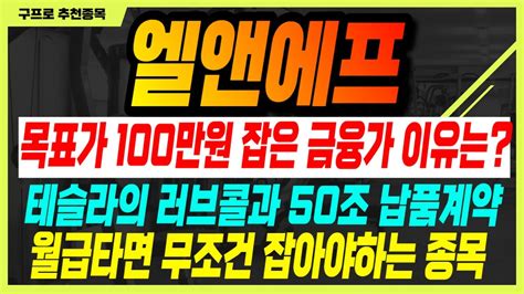 엘앤에프 엘앤에프주가 목표가 100만원 잡은 금융가 이유는 따로있다 테슬라의 러브콜과 50조원 납품계약 월급타면 무조건