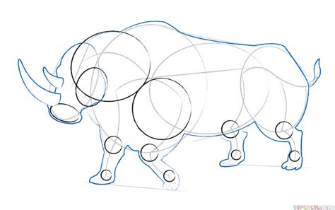 How To Draw A Cartoon Rhino Step By Step Drawing Tutorials