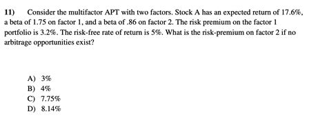 Solved 11 Consider The Multifactor Apt With Two Factors