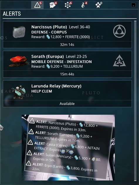 [bug] alerts doesn t show full list of mission r warframe