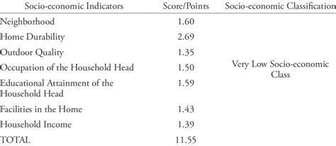 Socio Economic Classification Of The Respondents Download Table