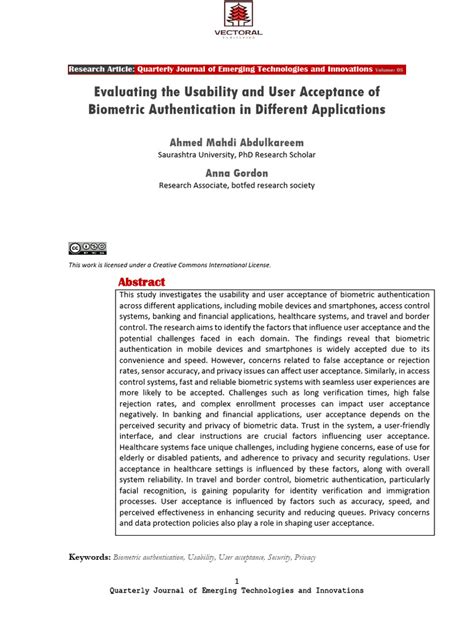evaluating the usability and user acceptance of biometric