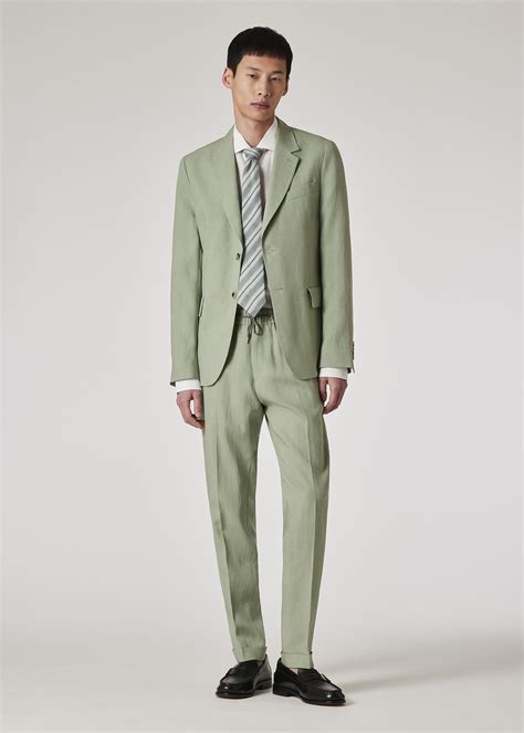 Mens Light Green Linen Suit