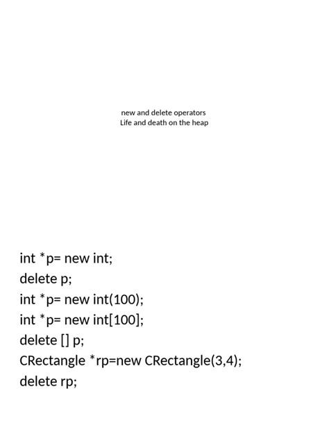 Lecture 9 New And Delete Operators Pdf