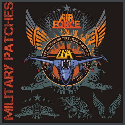 Air Force Patch Set Stock Vector Stock Vector Illustration Of