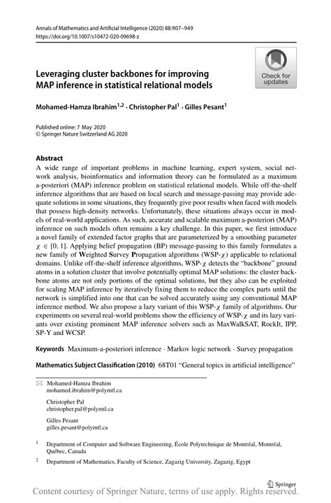 leveraging cluster backbones for improving map inference in statistical relational models