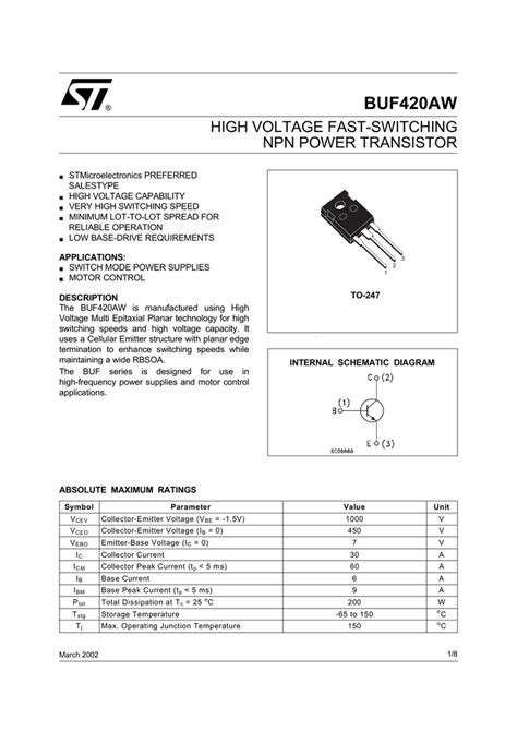 High Voltage Fast Switching Npn Power Transistor