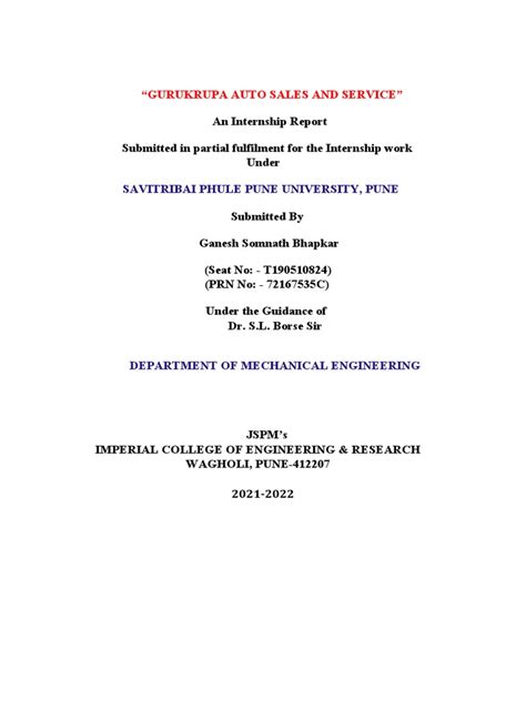 Intership Report Gurukrupa Auto Pdf Numerical Control Machining