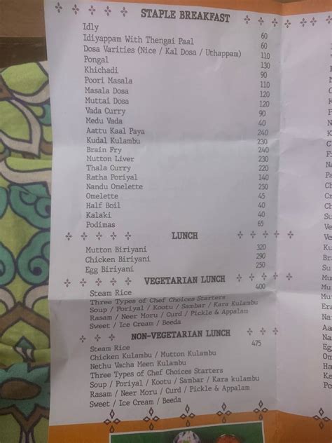 Menu At Manjal Chennai 6 9