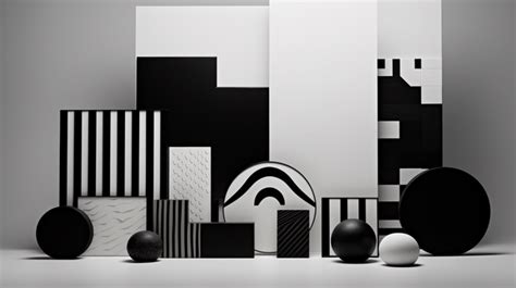 Assortment Of Monochrome Abstract Geometric Shapes With Varied Textures Background Elements