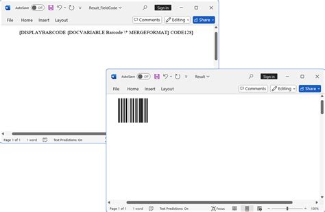 How To Add Docvariable Inside Displaybarcode Field In Core Word