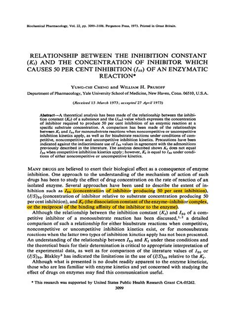Relationship Between Ki And Ic50 Pdf Enzyme Inhibitor Enzyme Kinetics