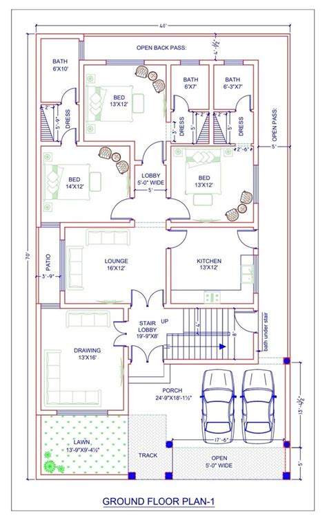40x70 Ground Floor Plan Small House Design Simple House Plans