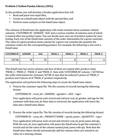 Problem 2 Python Pandas Library 50 In This