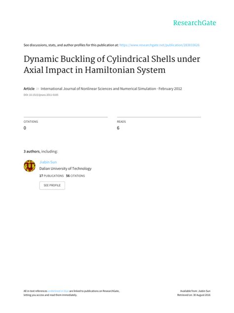 Dynamic Buckling Of Cylindrical Shells Under Axial Impact In