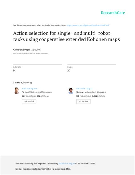 Pdf Continuous Spaced Action Selection For Single And Multi Robot