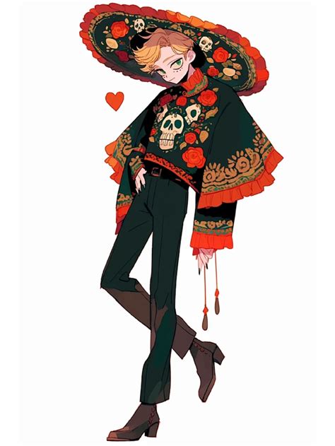 服设·墨西哥亡灵节少年服饰 花瓣网