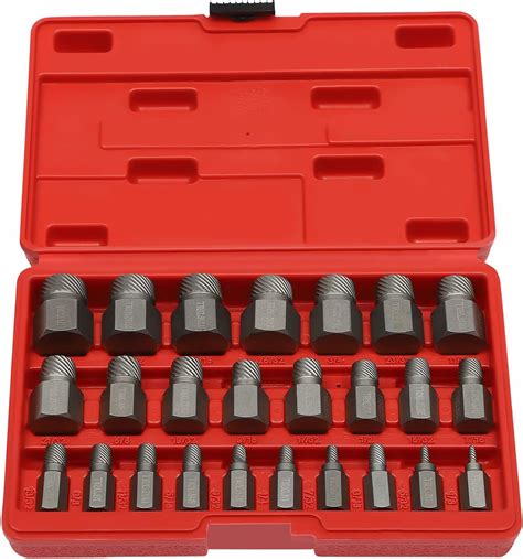 25pcs Screw Extractor Set Steel Hex Head Multi Spline Screw Extractor