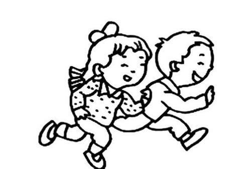 小孩跑步的简笔画 天马图吧