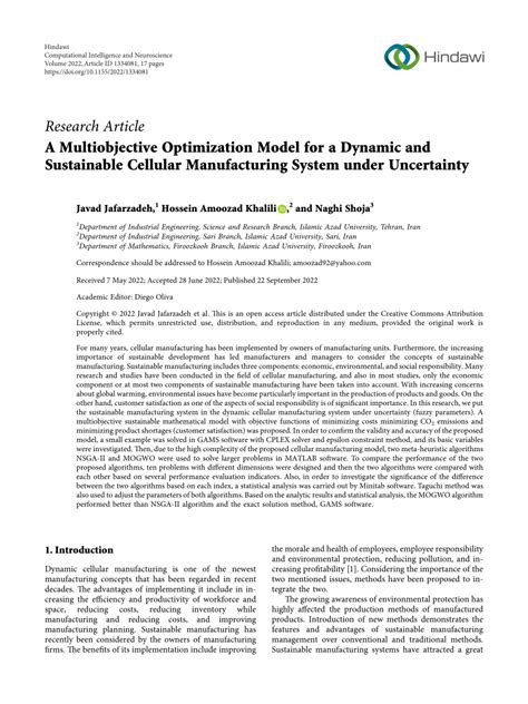 Pdf A Multiobjective Optimization Model For A Dynamic And Sustainable Cellular Manufacturing