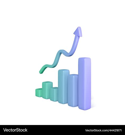 3d Statistic Graph Bar With Rising Arrow Vector Image