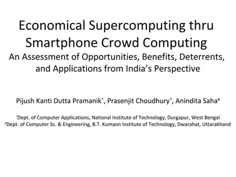 Economical Supercomputing Thru Smartphone Crowd Computing Ppt