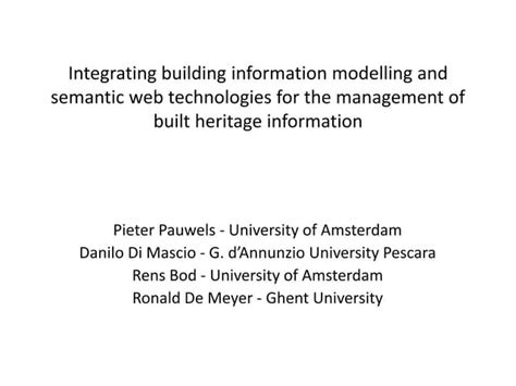 Integrating Building Information Modelling And Semantic Web