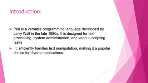 Introduction To Perl The Programming Languagepptx Programming Languages Computing