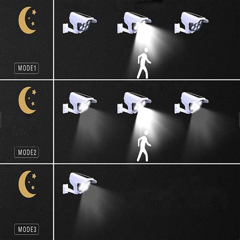 Комплект фалшиви соларни лампи 3 броя Тип камера Вграден слънчев панел 77 Led 7 Smd