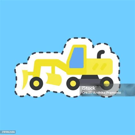 커팅 라인 스티커 도로 그레이더 중장비 요소 인쇄물 포스터 로고 인포그래픽 등에 적합합니다 건설 기계류에 대한 스톡 벡터 아트 및 기타 이미지 Istock