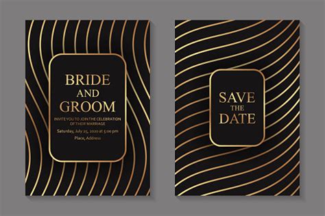 비즈니스 또는 프리젠 테이션 이나 인사말을위한 현대 기하학적 고급 결혼식 초대장 디자인 또는 카드 템플릿의 집합입니다 Rsvp에 대한 스톡 벡터 아트 및 기타 이미지