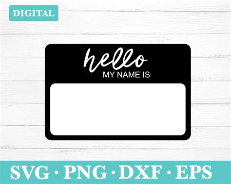 Hello My Name Is Svg Clipart Name Tag Template Digital Download Etsy