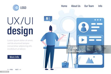 Ux 및 Ui 디자인 방문 페이지 템플릿 디자이너는 모바일 응용 프로그램의 정보 블록 구조를 만듭니다 직장에서 프로그래머 개념에