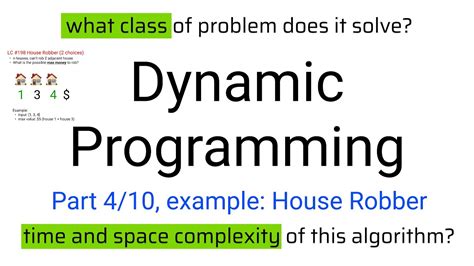 Dynamic Programming With Sams Dp Example 2 House Robber Youtube