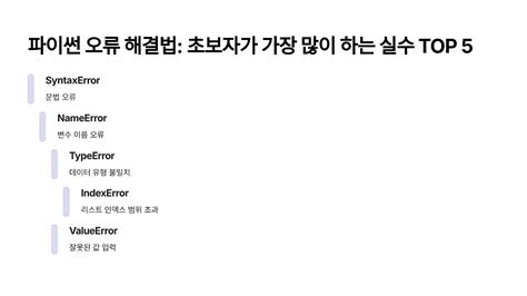 파이썬 오류 해결법 초보자가 가장 많이 하는 실수 Top 5 Python 정복하기