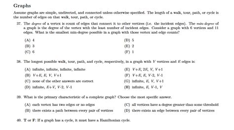 Solved Graphs Assume Graphs Are Simple Undirected And Chegg