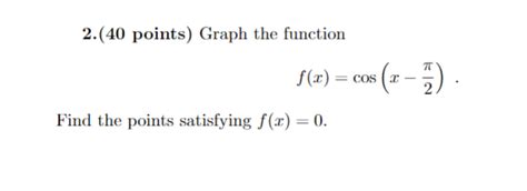 solved 2 40 points graph the function f x cos x−2π find